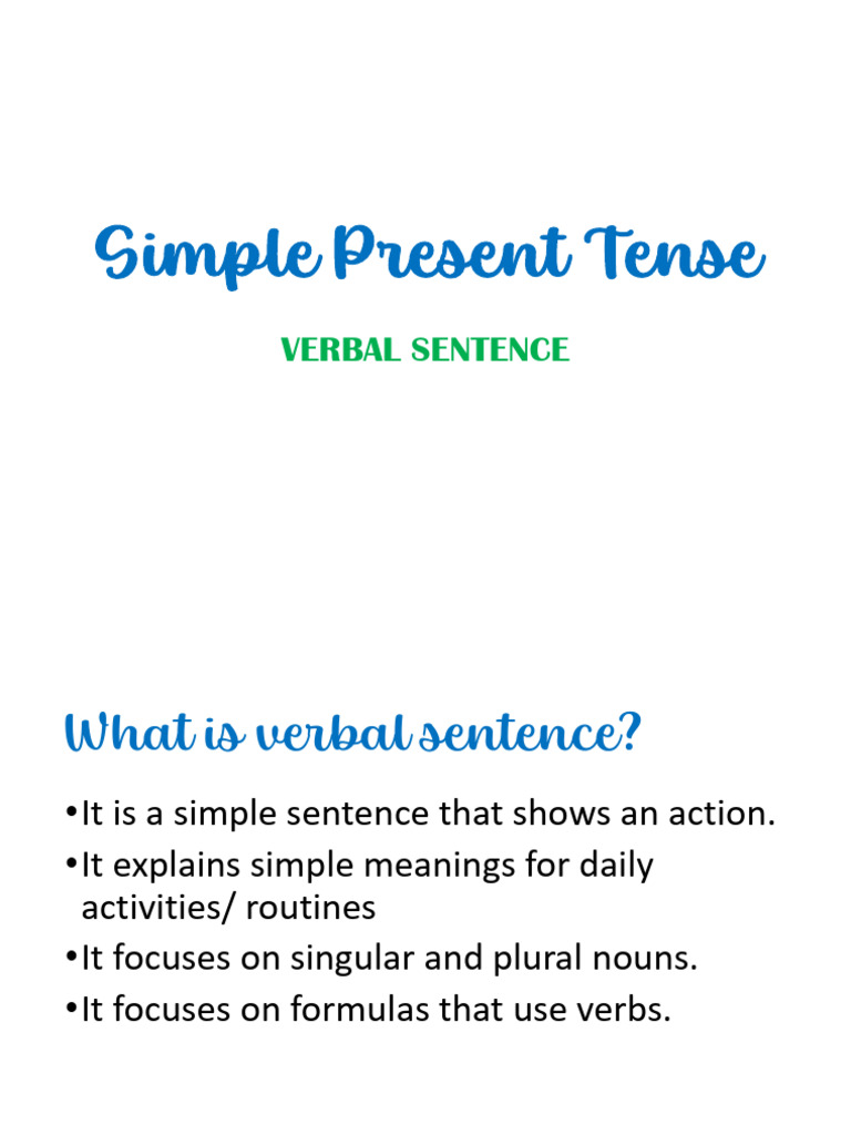 Simple Present Tense Verbal Sentence | PDF