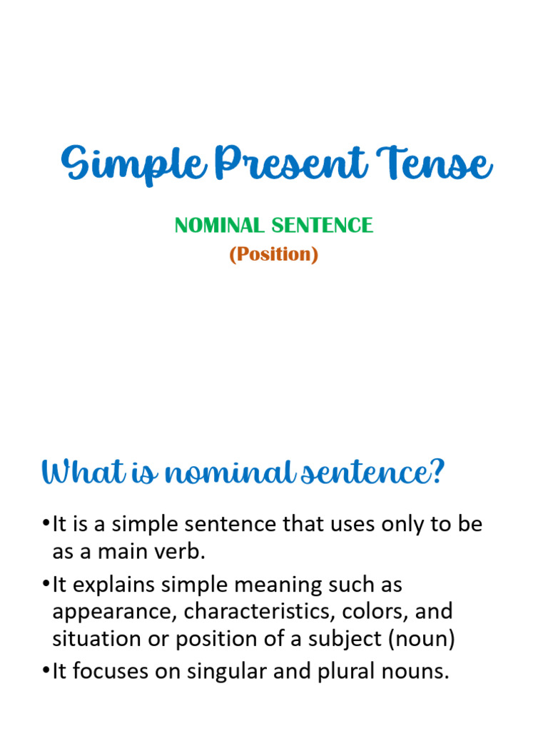 Simple Present Tense Nominal Sentence Part B | PDF