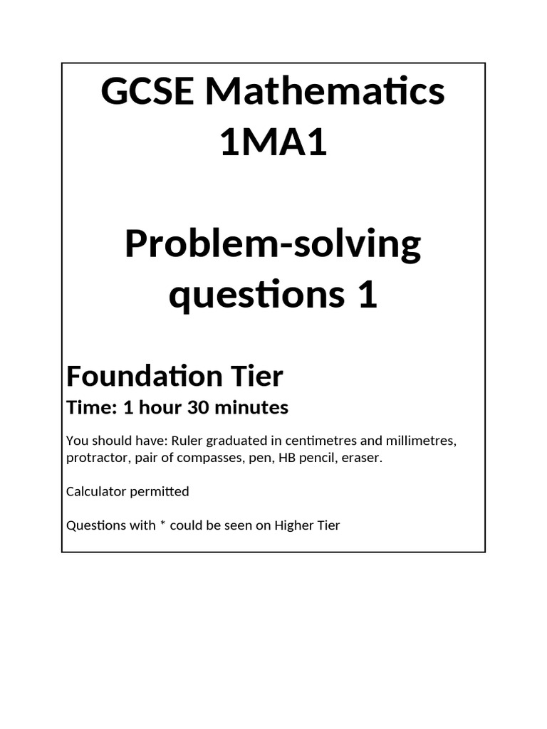 Foundation Problem Solving Questions | PDF