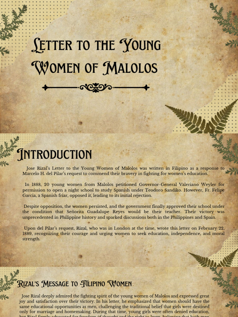 Letter To The Young Women of Malolos | PDF