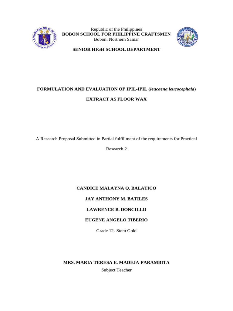 Ipil-ipil Extract as Eco-Friendly Floor Wax | PDF | Kerosene | P Value