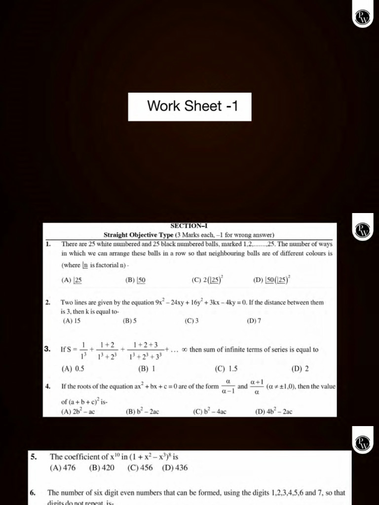 Math Worksheet 1 | PDF