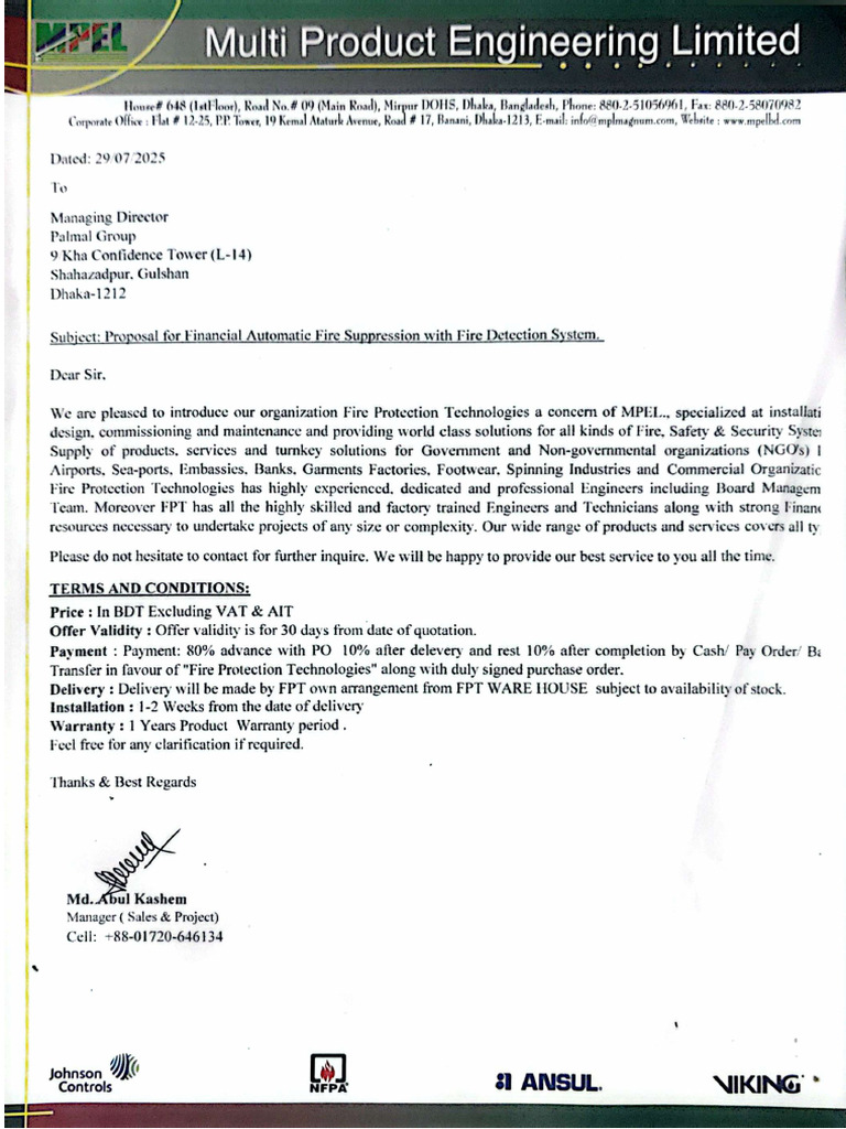 Gas Suppression Offer - Palmal | PDF