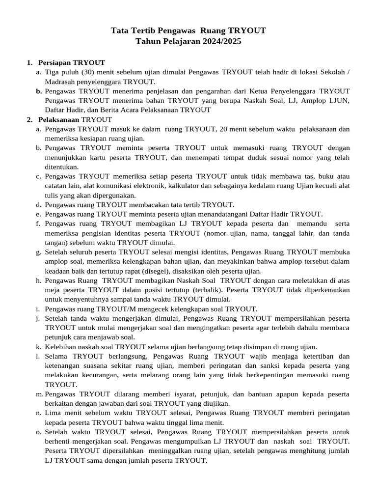 Tata Tertib Pengawas | PDF