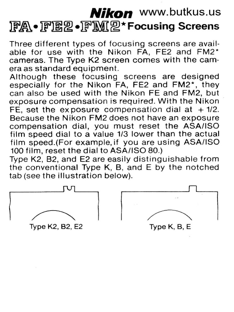 Nikon F3 Focusing Screen Types Guide | PDF | Film Speed | Camera Lens