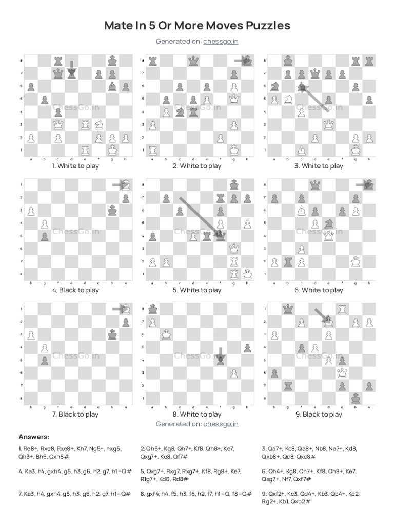 Mate in 5 Chess Puzzles Collection | PDF | Chess | Chess Theory