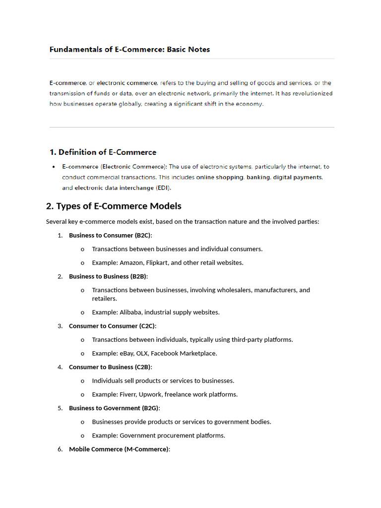 Fundamentals of E-Commerce | PDF | E Commerce | Computing