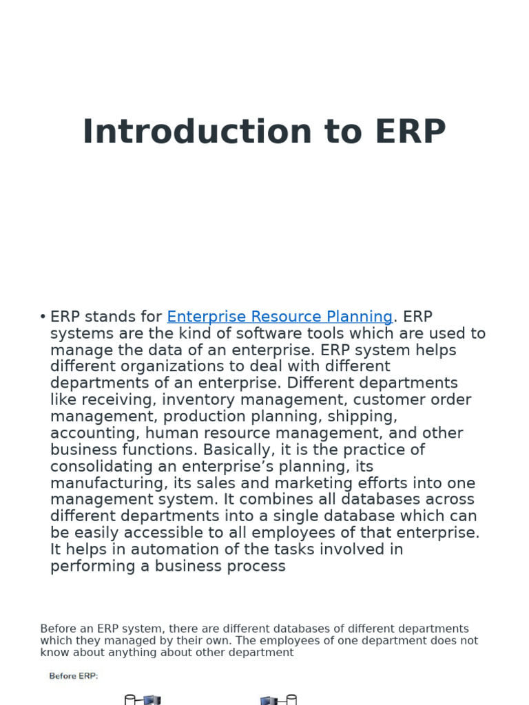 Understanding ERP Systems and Benefits | PDF | Enterprise Resource ...