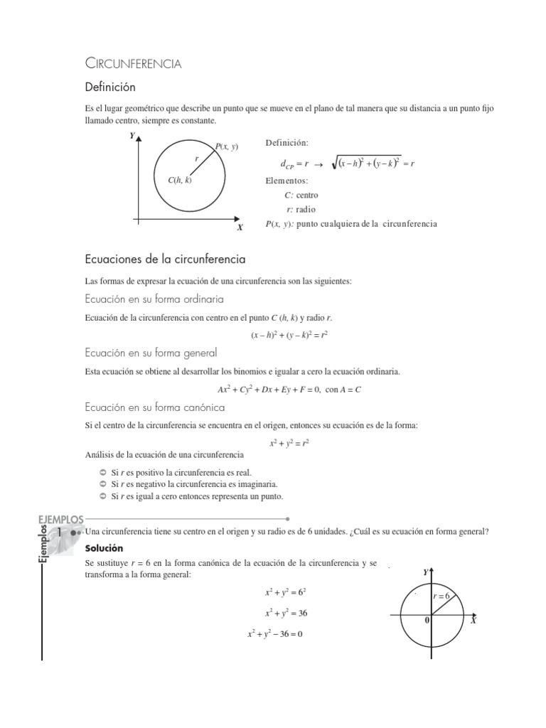La Circunferencia - 035834 | PDF | Ecuaciones | Matemáticas