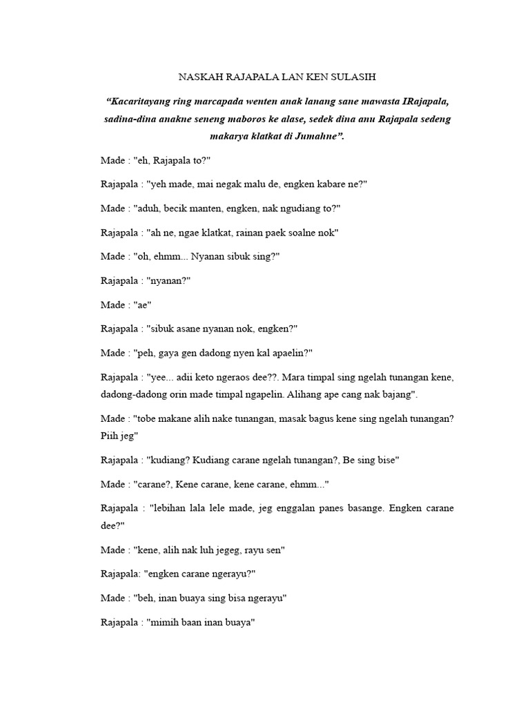 Naskah Rajapala Lan Ken Sulasih_done. | PDF
