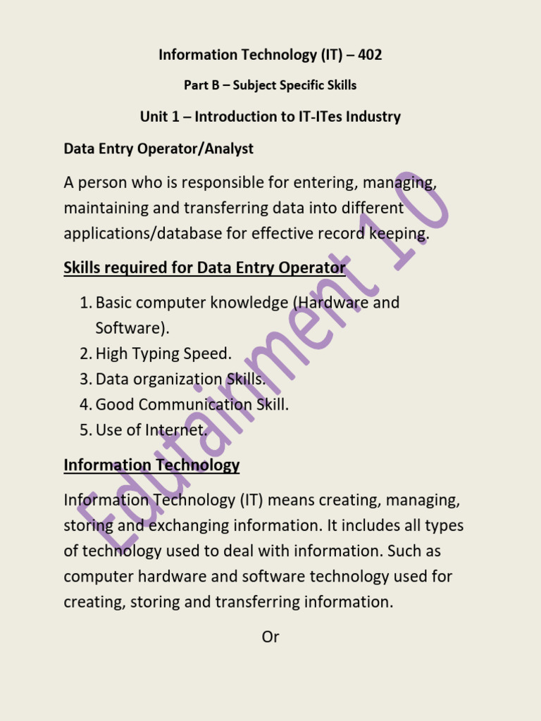 IT Skills and Applications Overview | PDF | Educational Technology ...