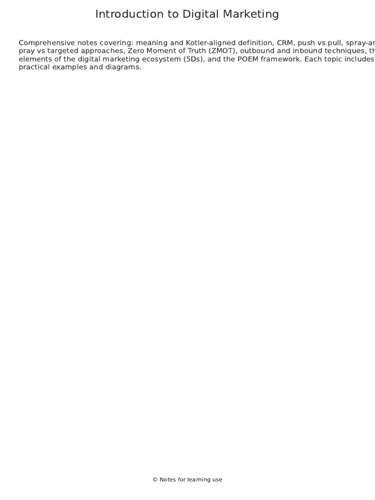 Introduction To Digital Marketing Notes | PDF | Digital Marketing ...