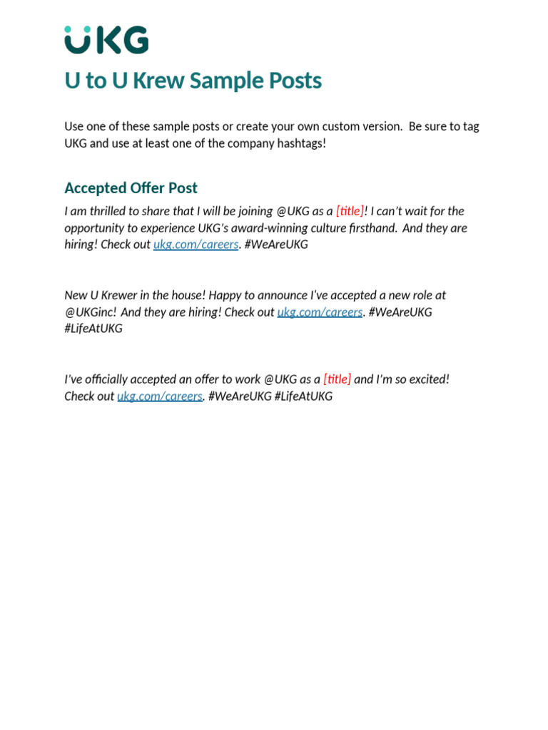 UKG New Hire Sample Posts | PDF