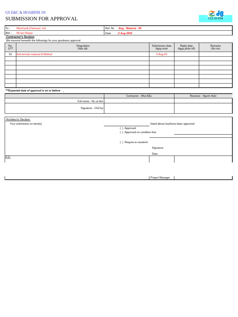 CO-10-F04_Submission for Approval | PDF