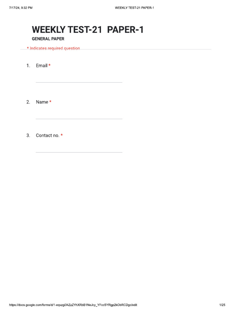 Weekly Test 21 p-1 | PDF