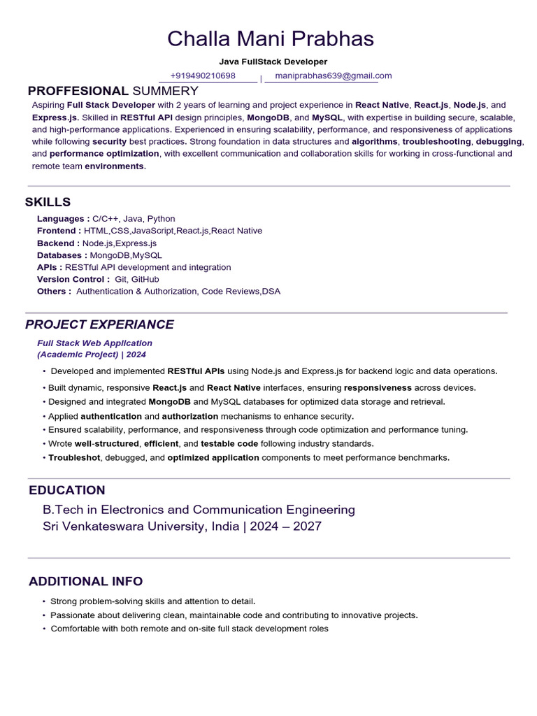 Main Full Stack Resume | PDF