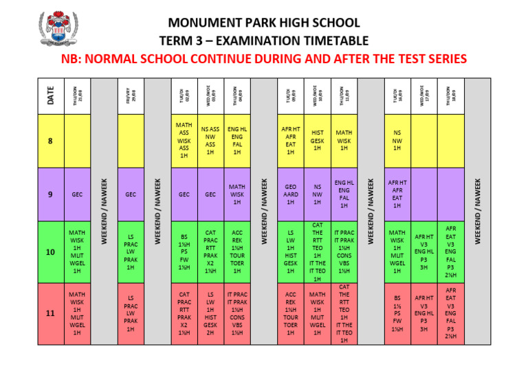 2025 Term 3 Test Roster | PDF