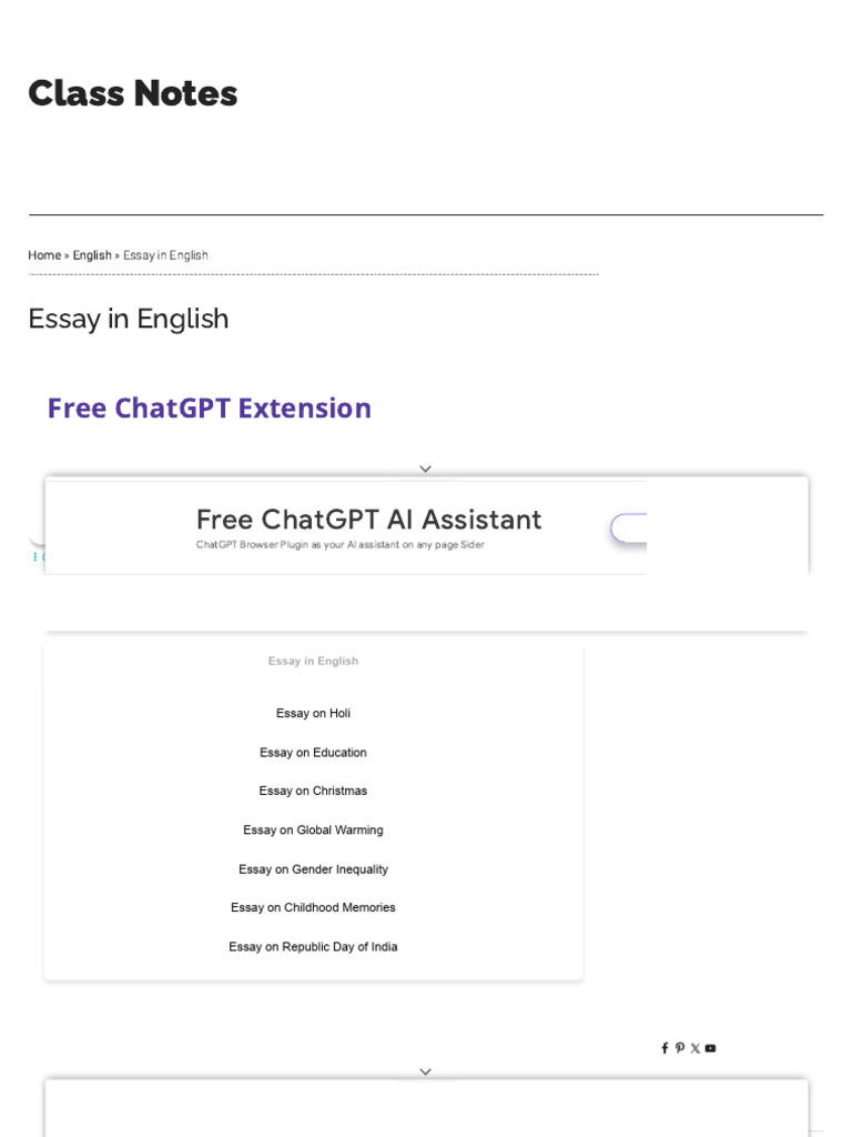 Essay in English - Class Notes | PDF