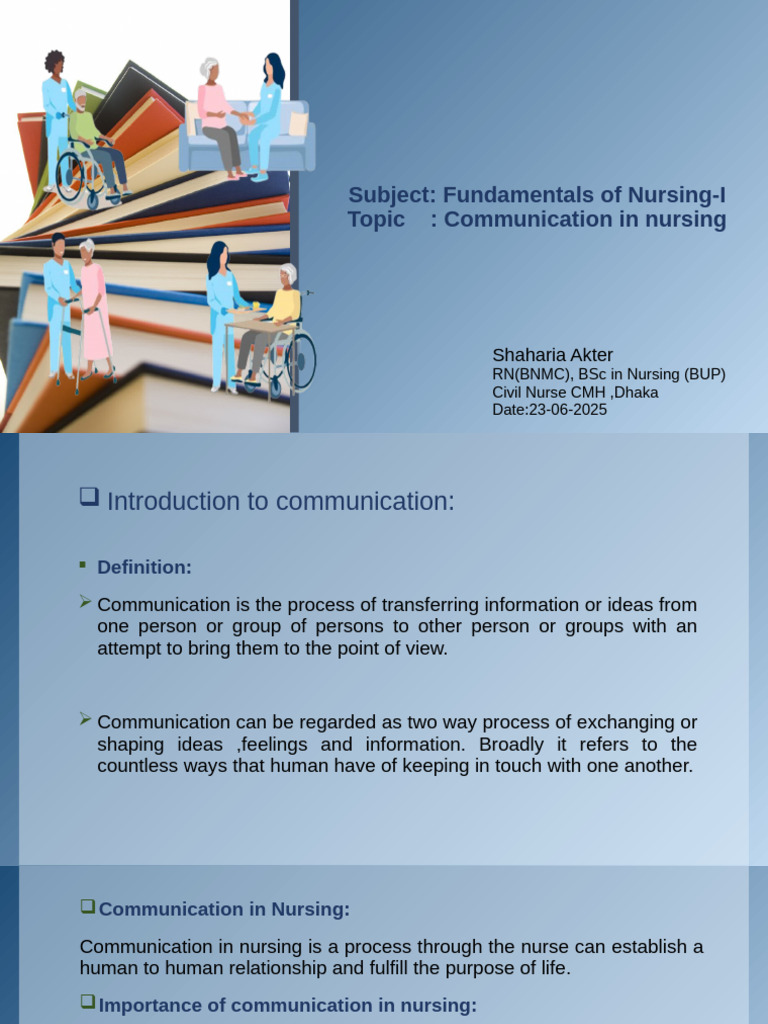 Communication in Nursing Explained | PDF | Communication | Learning