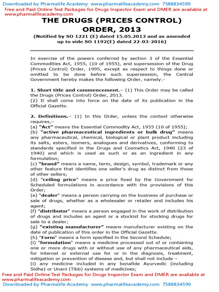 Drugs Price Control Order 2013 | PDF | Generic Drug | Analgesic