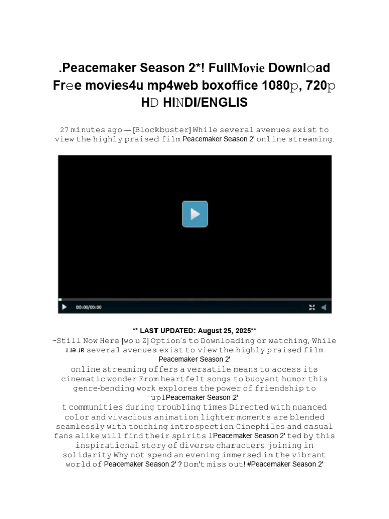 Peacemaker Season 2 Download | PDF