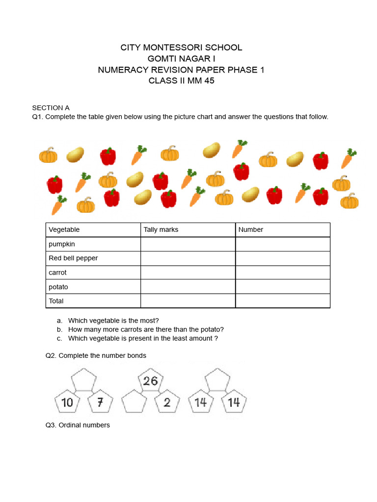 Numeracy Revision Paper Phase 1 | PDF