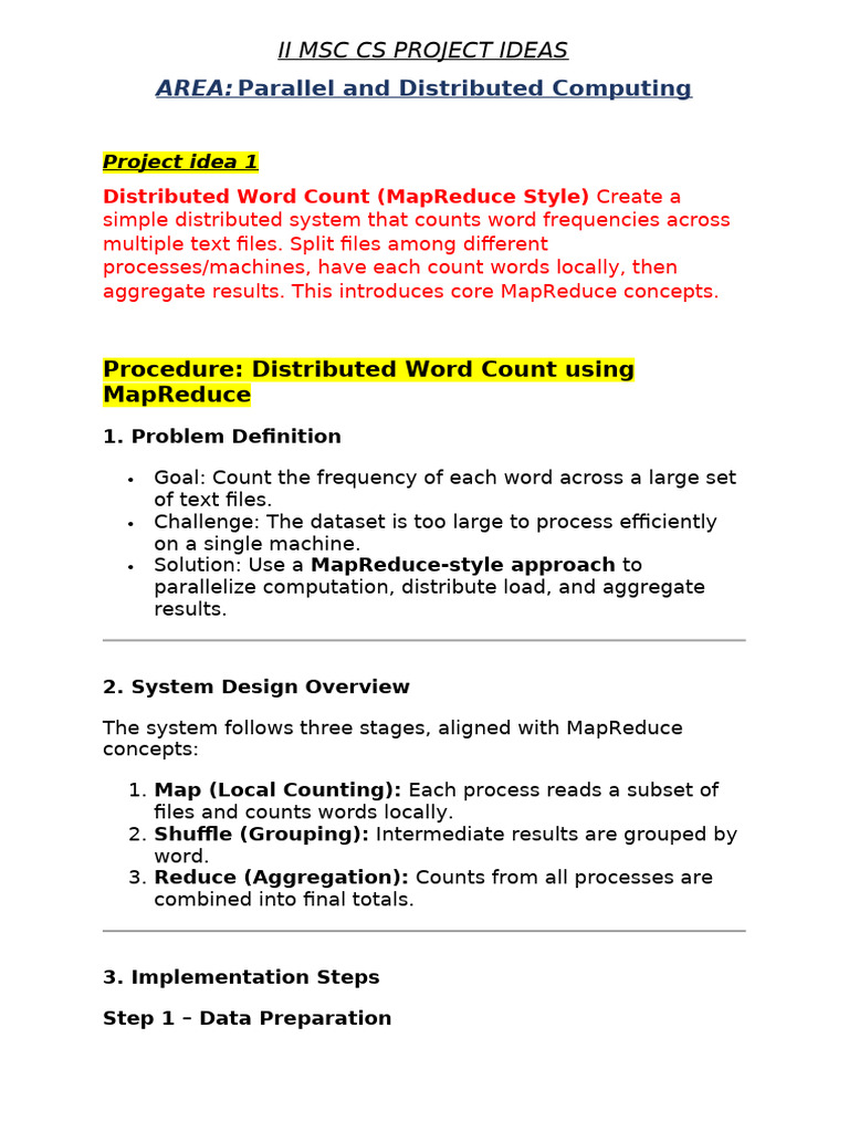 MSC CS Project Ideas: Distributed Computing | PDF | Map Reduce | Thread ...