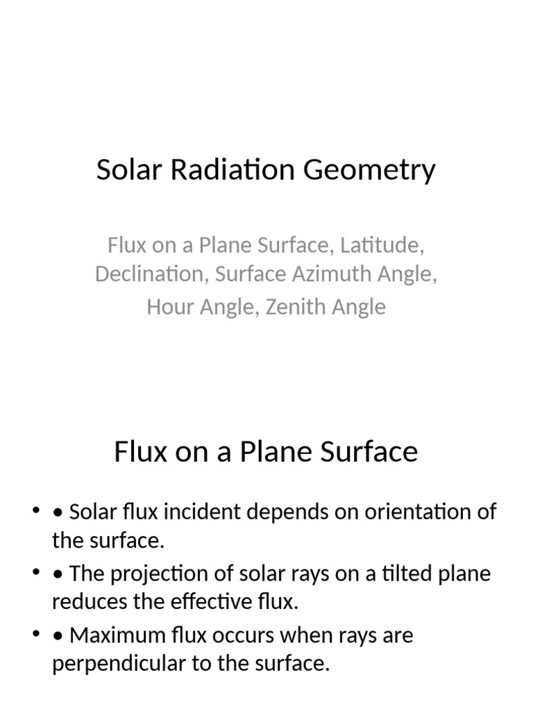 Solar Radiation Geometry | PDF