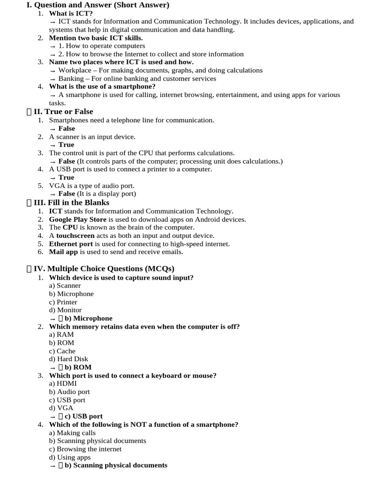ICT Basics and Exam Preparation Guide | PDF | Computer Data Storage ...