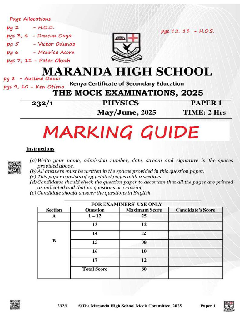 Physics Paper 1 MS | PDF