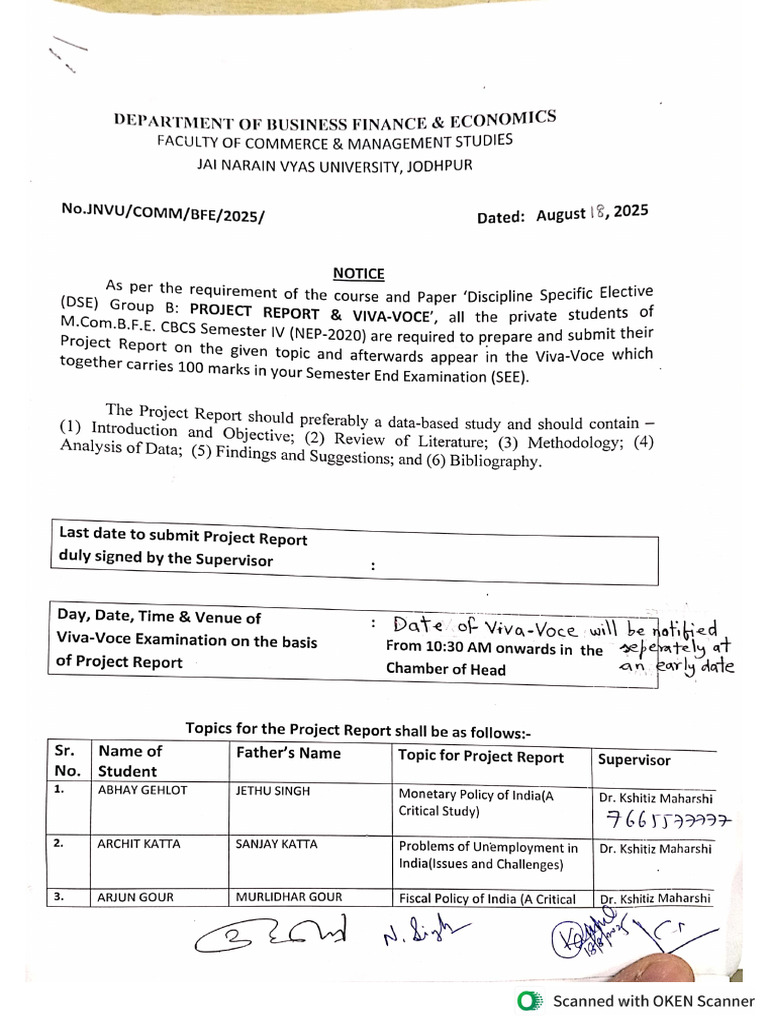 Topic and Supervisor Name | PDF