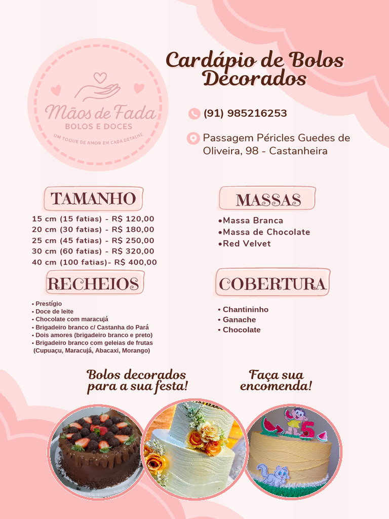 Cardápio de bolos confeitaria rose claro a4.pdf-1 | PDF