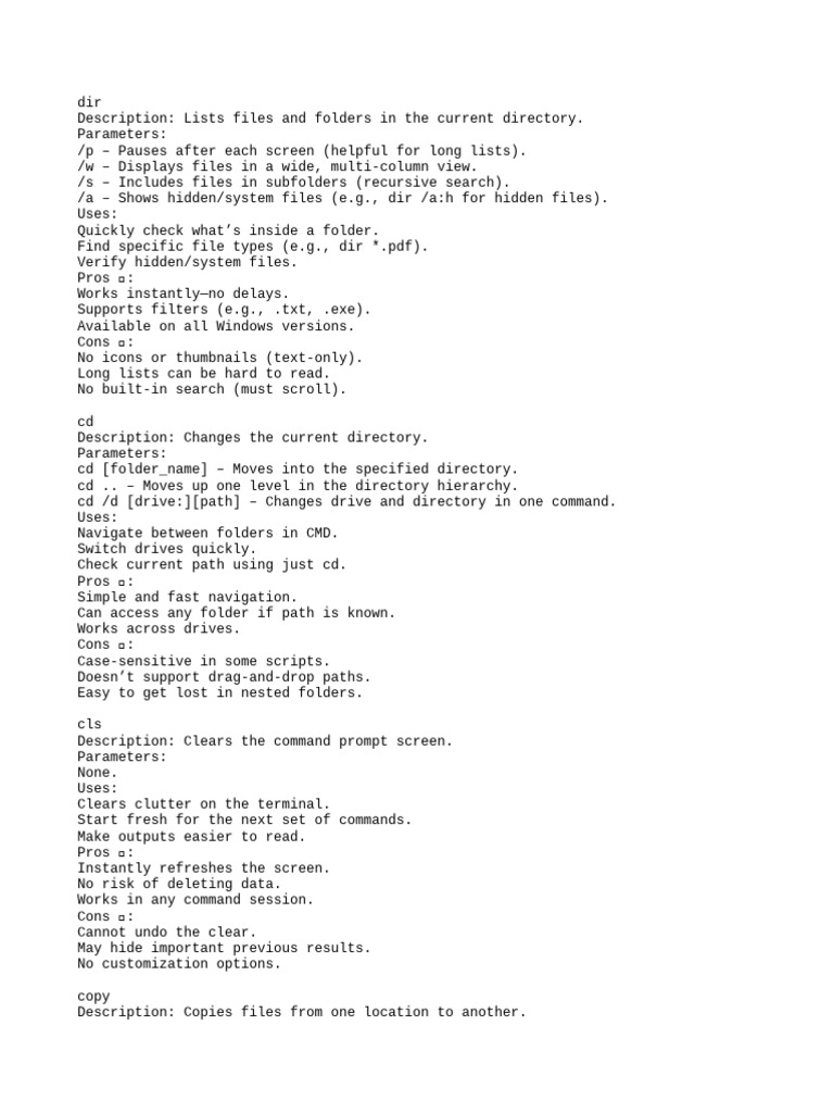 50 Cmds Info | PDF | Computer File | Command Line Interface