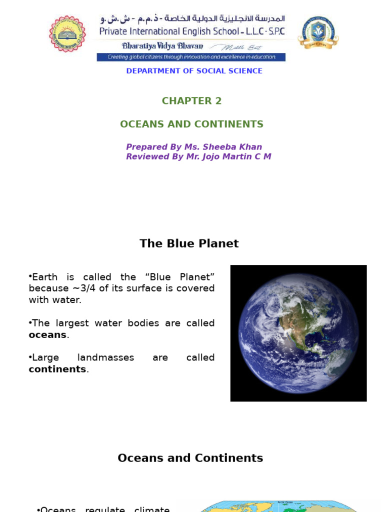 Oceans and Continents | PDF | Oceans | Sea