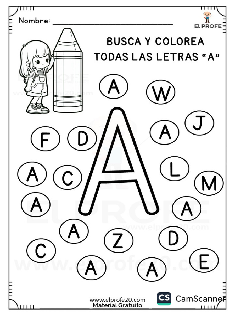 Cuadernillo Busca y Colorea Letra Del Abecedario Elprofe20 | PDF