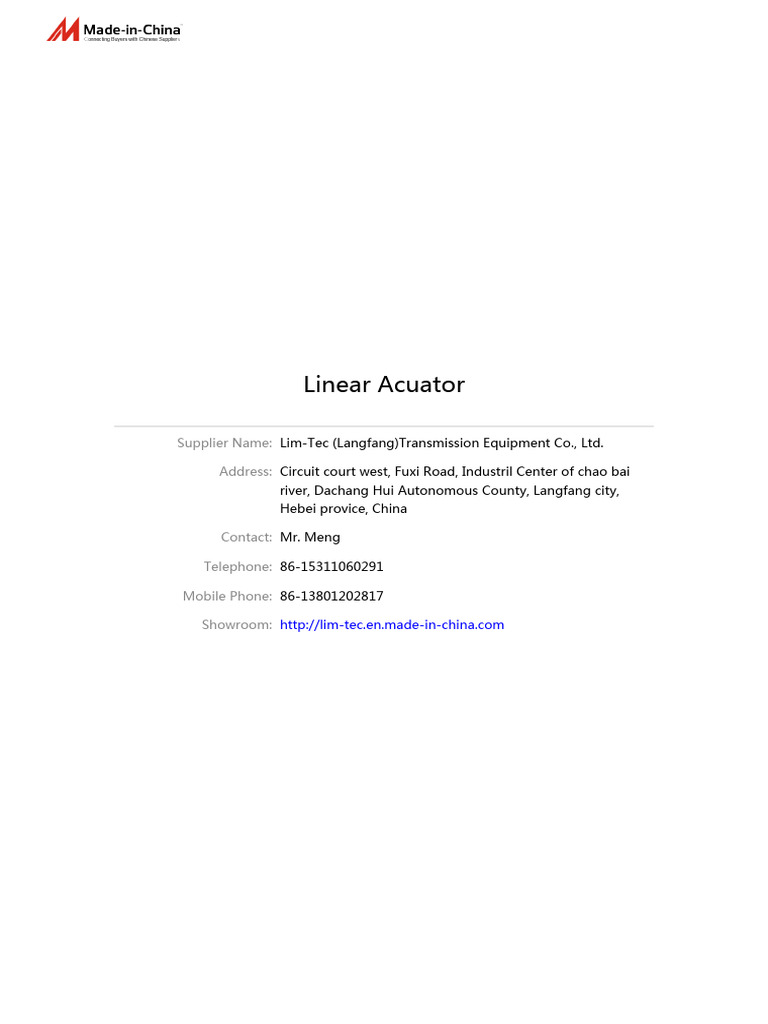 Linear Acuator | PDF