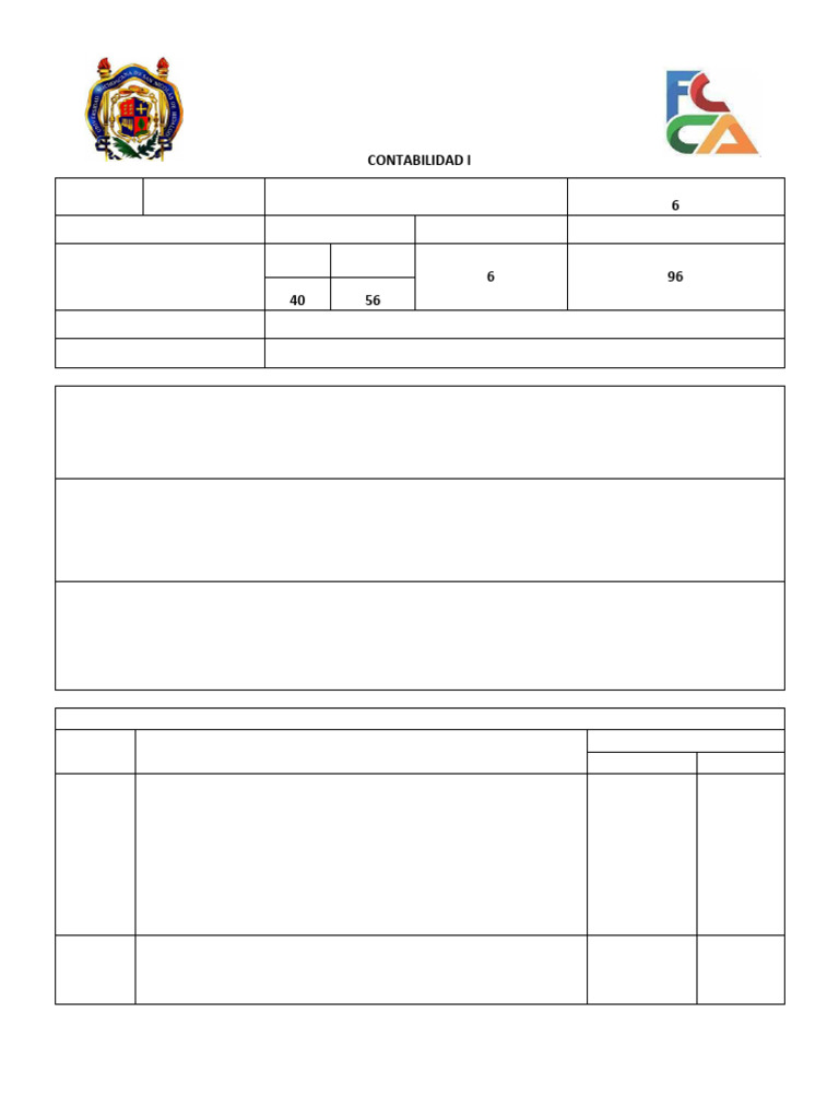 Contabilidad I: Plan de Estudios y Temario | PDF | Contabilidad ...