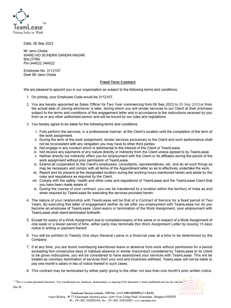 HDB Finance Offer Letter | PDF | Employment | Tax Deduction