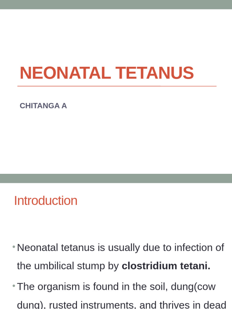 Neonatal Tetanus 080740 | PDF | Clinical Medicine | Medical Specialties