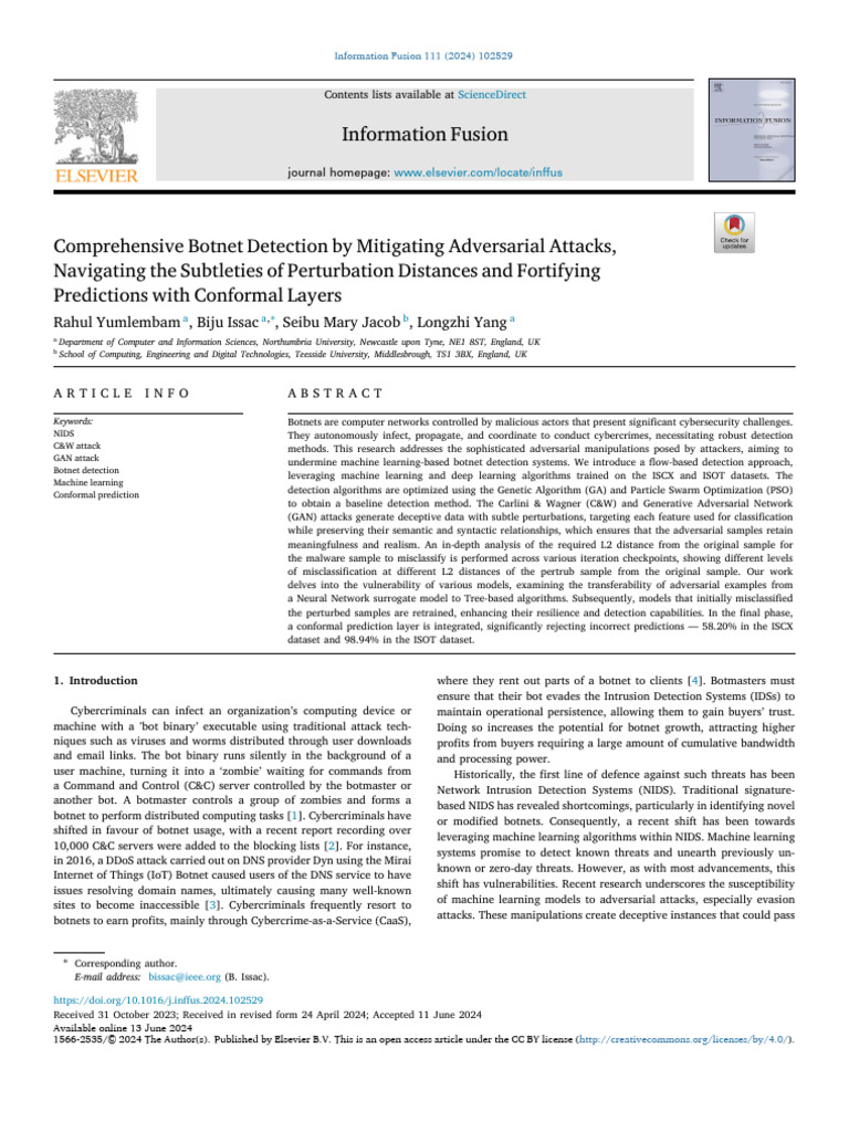Comprehensive Botnet Detection by Mitigating Adversarial Attacks 2024 ...