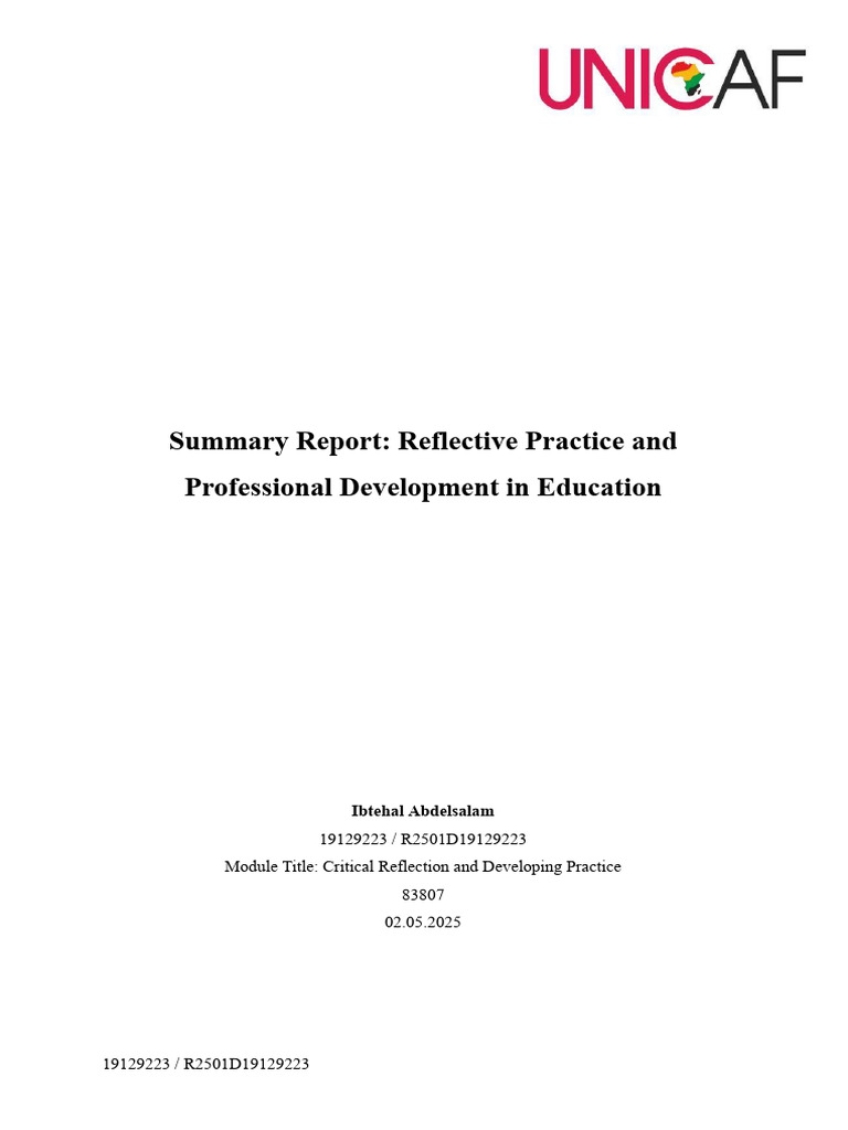 Summary Report | PDF | Reflective Practice | Learning