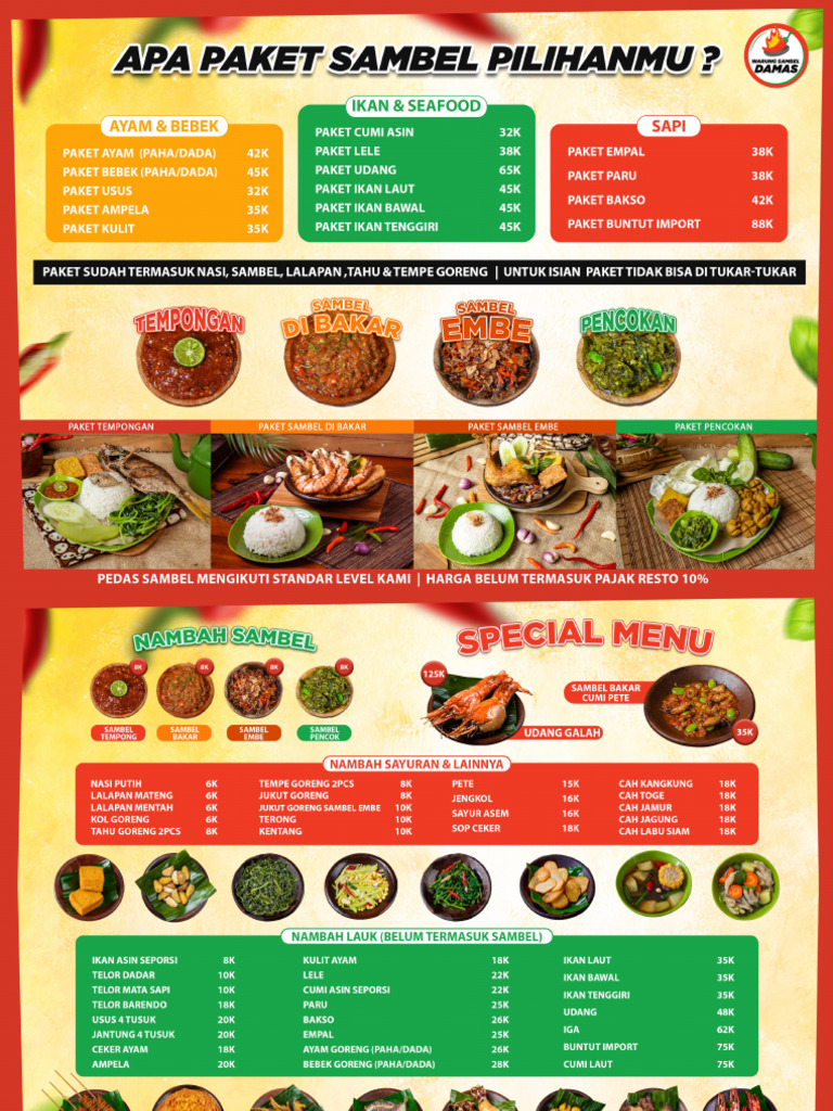 Menu Warung Sambel Damas Muara Karang & Gading Serpong | PDF