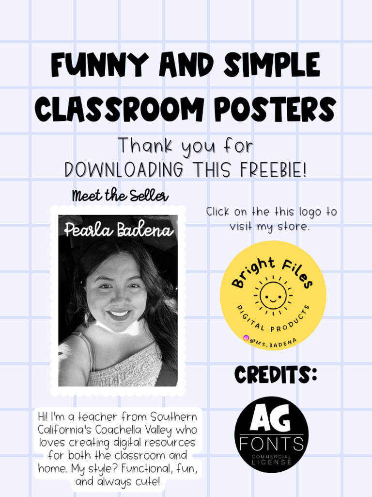 Funny and Simple Classroom Posters: Thank You For Thank You For ...