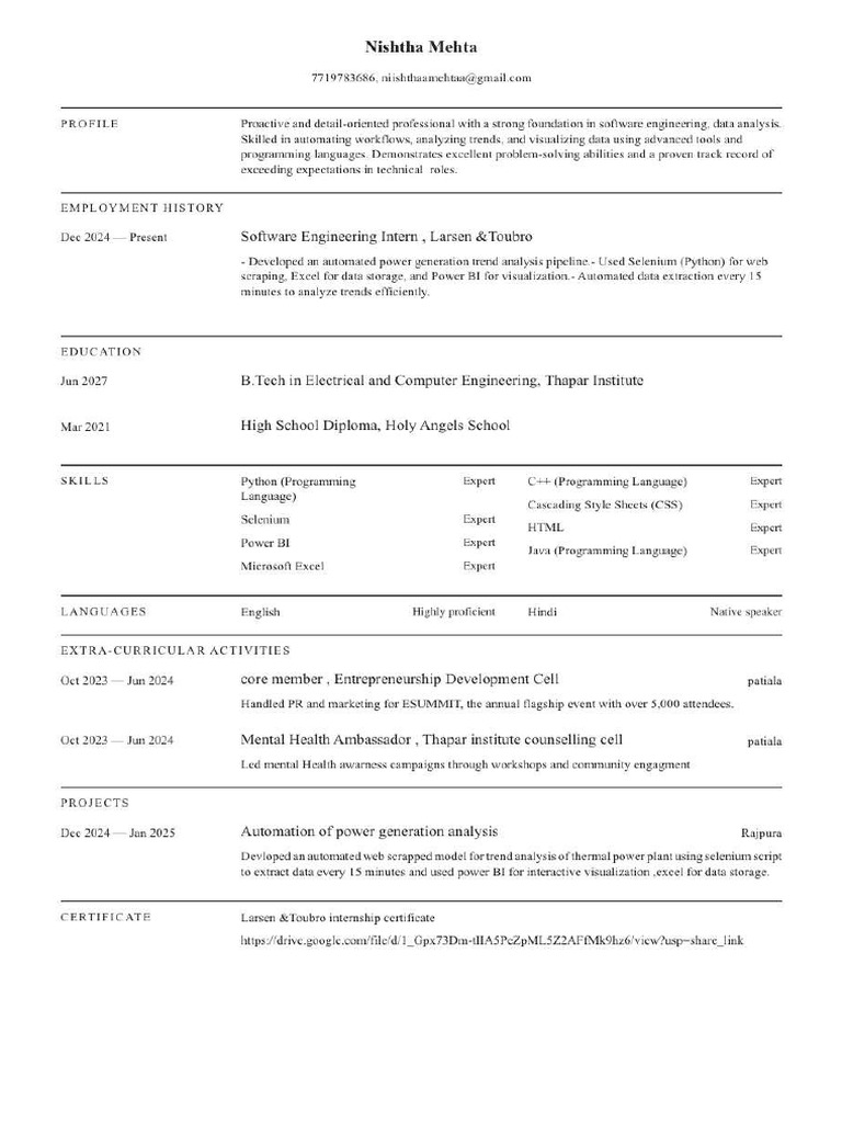 Nishtha Mehta Resume Final PDF | PDF