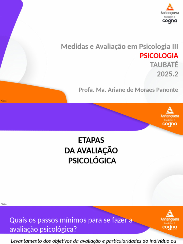 Novo MAP 3 - Aula 3 | PDF | Avaliação psicológica | Psicologia
