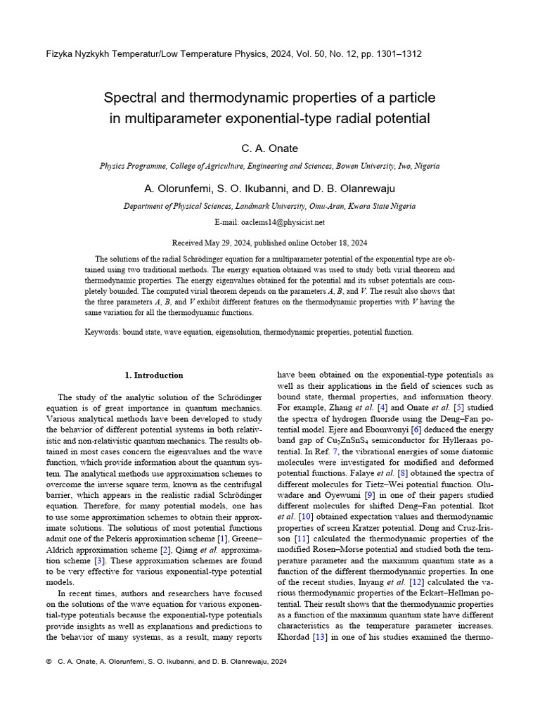Spectral Properties of Exponential Potentials | PDF | Schrödinger ...