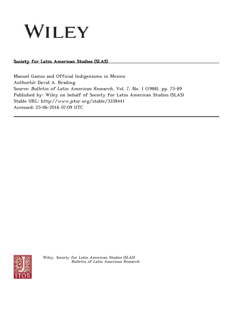 Manuel Gamio and Indigenismo in Mexico | PDF | Mexico | Franz Boas