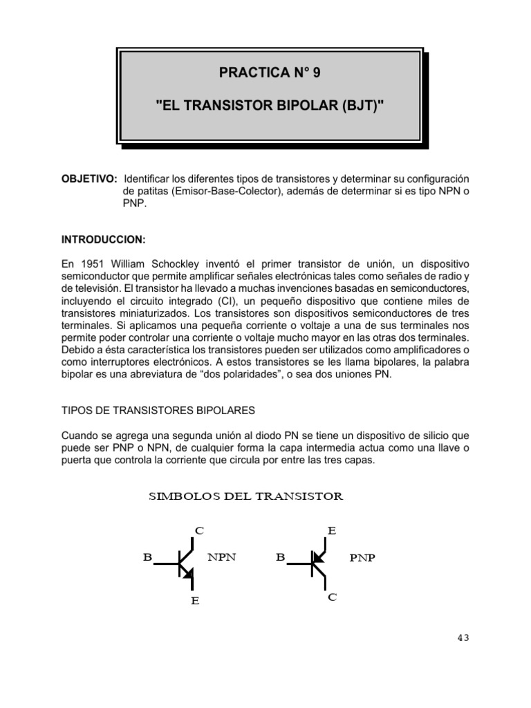 P9 - El Transistor Bipolar BJT | PDF | Transistor de unión bipolar | Transistor