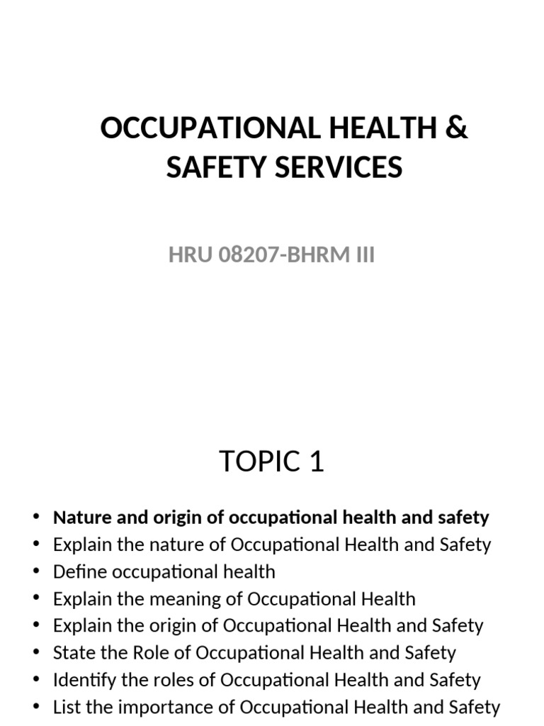Bhrmiii - Occupational Health and Safety Notes | PDF | Occupational ...