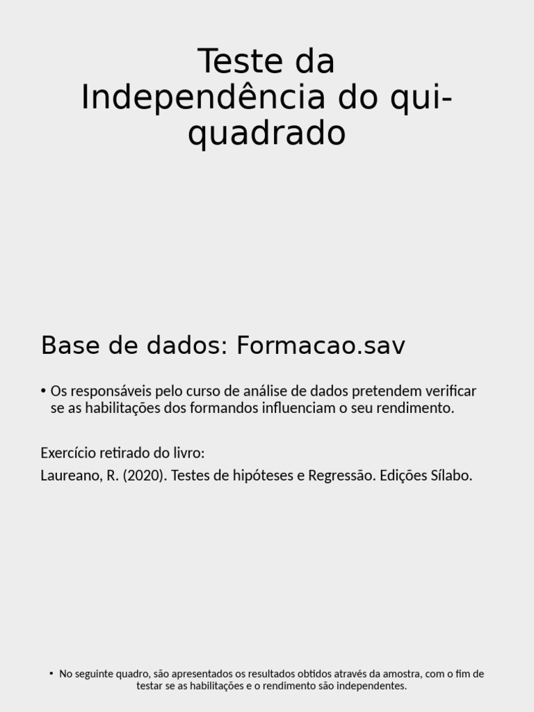 Teste Da Independência Do Qui-Quadrado - 1 - 1 | PDF | Significado ...